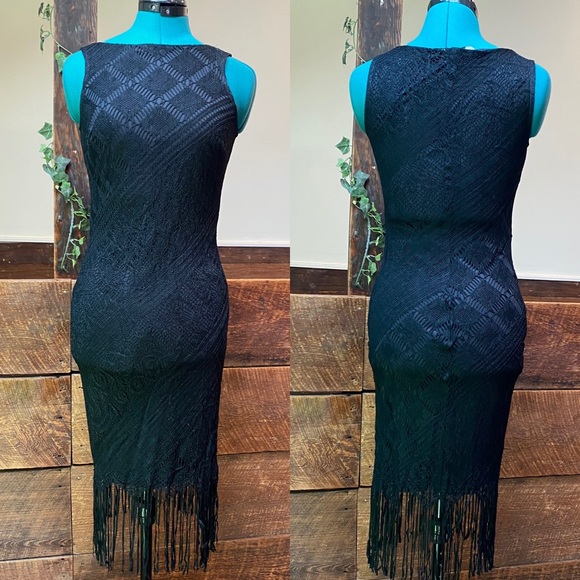 Hourglass | Dresses | Vintage 9s Gothic Bodycon Dress W Crochet Lace ...